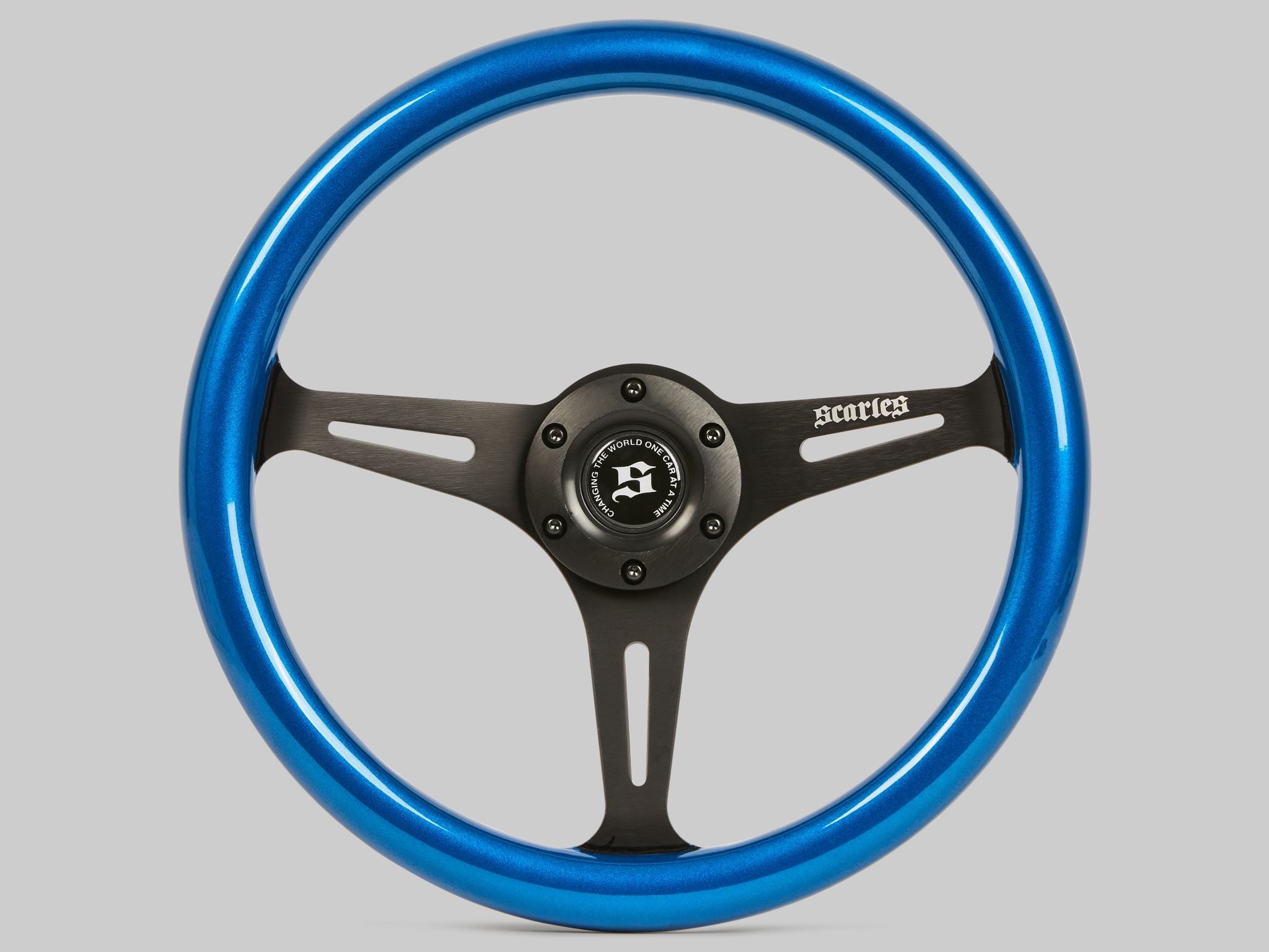Metallic Blue Mahogany Steering Wheel 340mm – Scarles